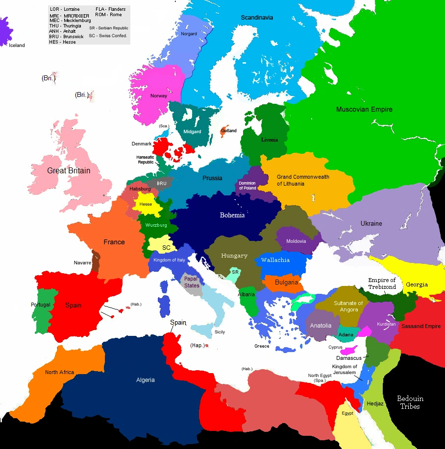 Europe 1430, 1616-1646 (Map Game) - Alternative History