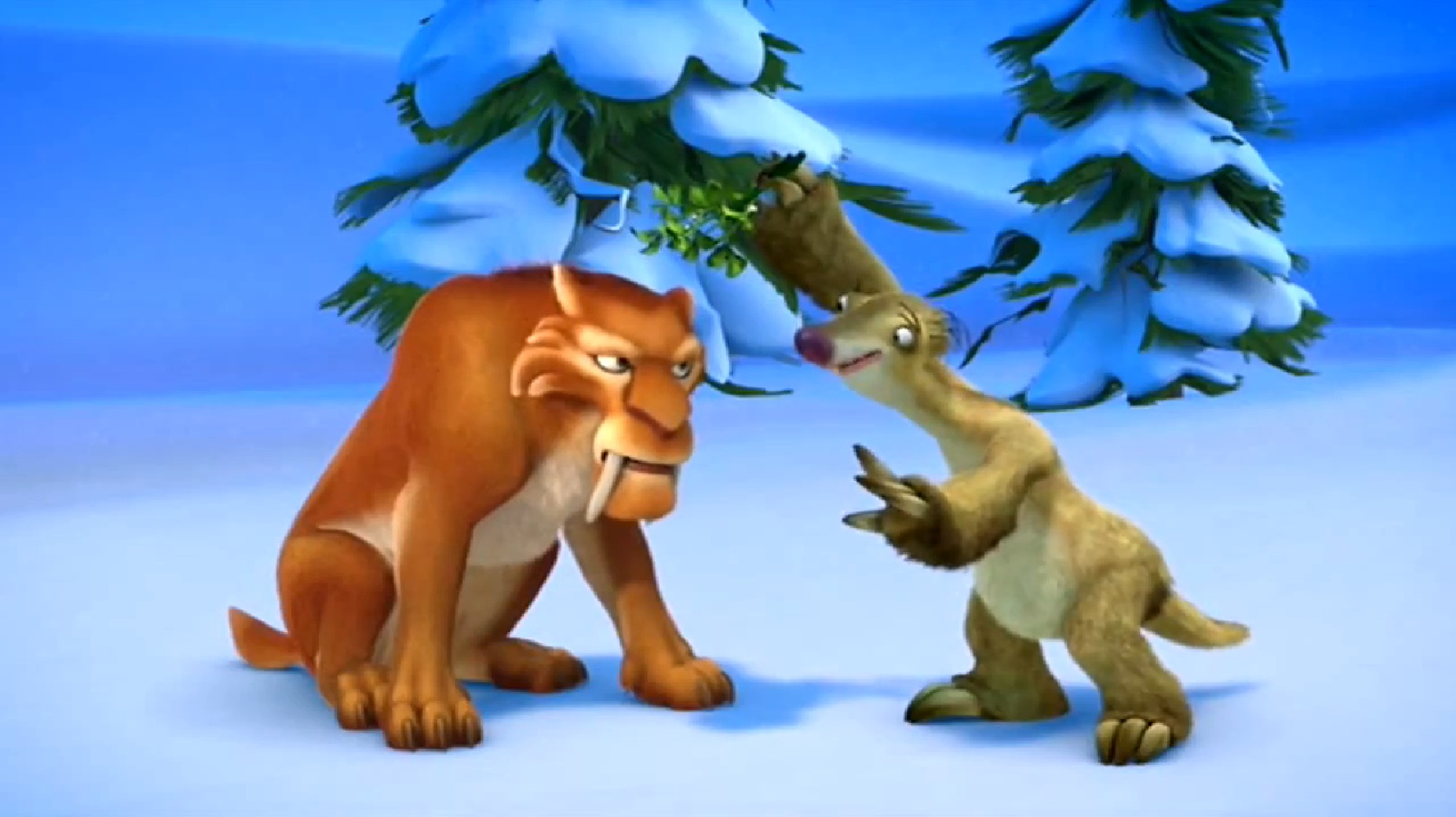 Image Ice Age A Mammoth Christmas Sid Holds Mistletoe Over Diego Ice Age Wiki