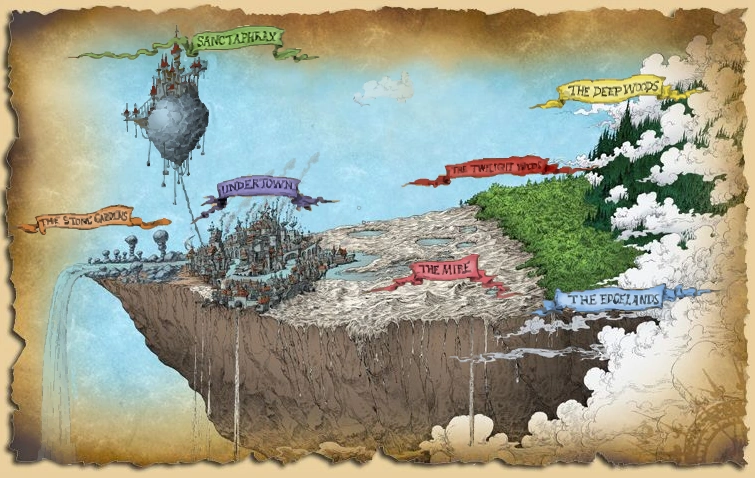 Map of the Edge - from the Edge Chronicles : imaginarymaps