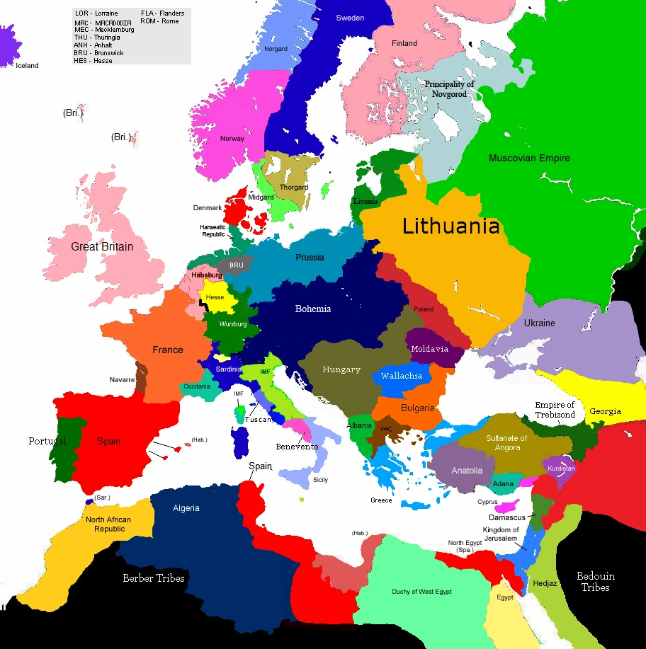 Europe 1430, 1585-1615 (Map Game) - Alternative History