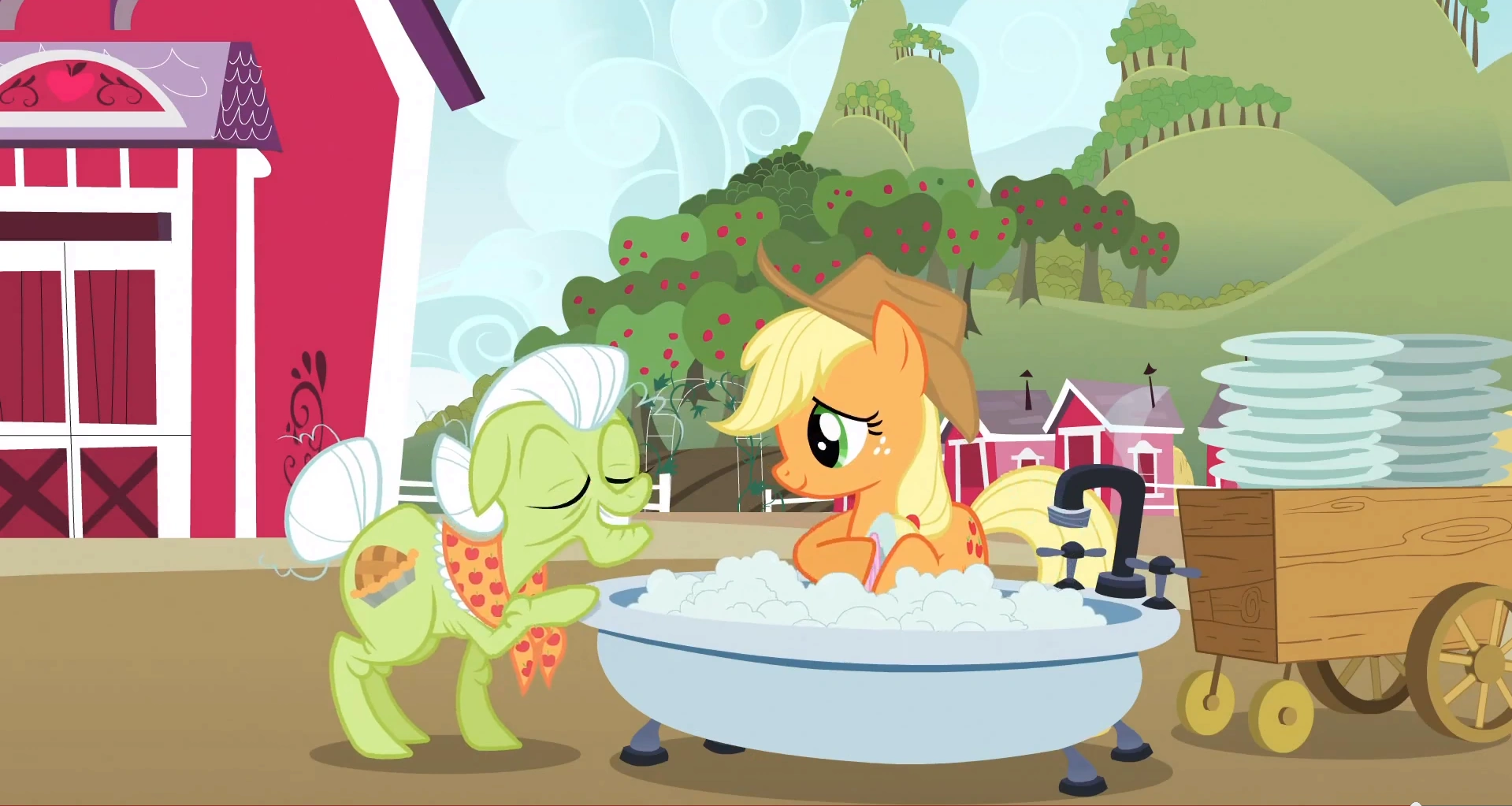 Image - Applejack in a bath S3E8.png - My Little Pony Friendship is ...