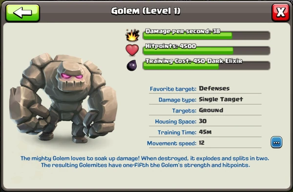 Golem - Clash of Clans Wiki